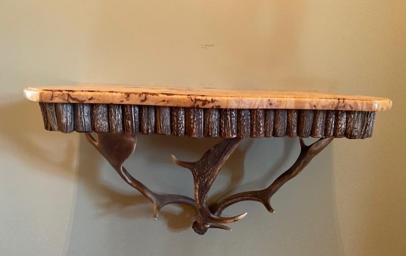 Lot #406 Custom Made Adirondack Style Elk Antler Wall Shelf by Phil ...