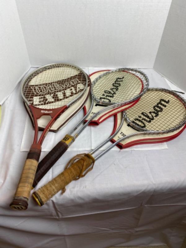 LOT # 574 3 Vintage Wilson Tennis Rackets | EstateSales.org