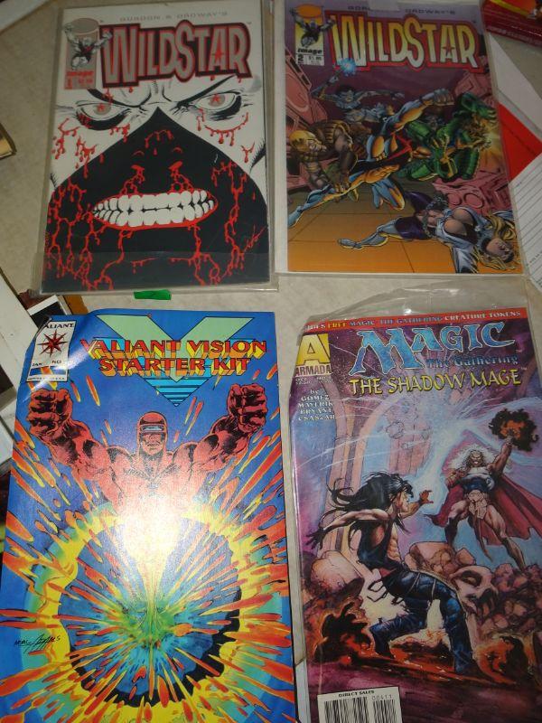 (4) Comic Books, Wildstar, Valant Vision Starter Kit, Magic The Shadow ...
