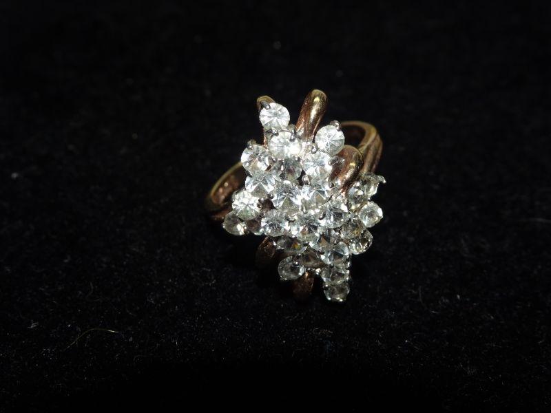Hallmarked 18KT HGE Gold Electroplate Clear Cluster Rhinestones ...