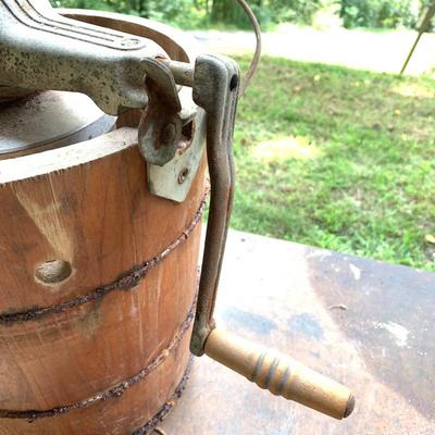 Lot 260- Vintage Ice Cream Churn and Table | EstateSales.org