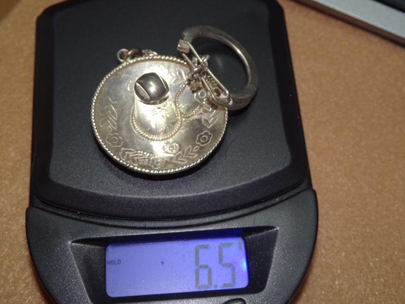 925 Sterling Mexico Sombrero Key Ring 6.5g | EstateSales.org
