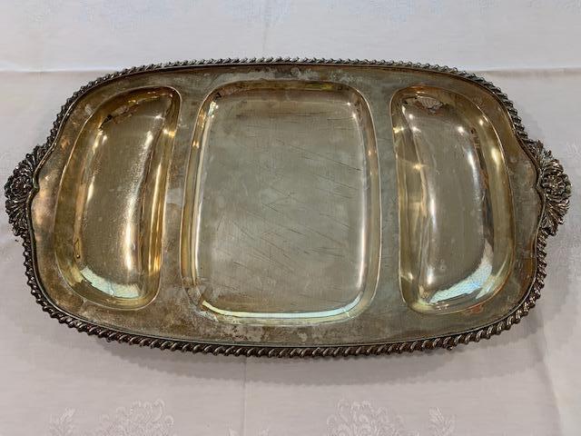 LOT 163 Silver Plate Footed Serving Tray Divided EstateSales lot-163-silver-plate-footed-serving-tray-divided-estatesales