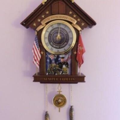 United States Marine Corps Battery Operated Wall Clock 15"x12" Bradford ...