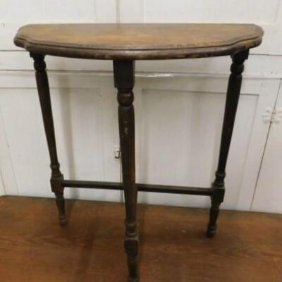 Antique Solid Wood Demilune Table 22"x11"x24" | EstateSales.org