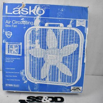 Lasko 20" Box 3-Speed Fan, Model B20200, White - New | EstateSales.org