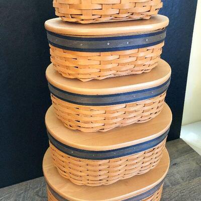 K23: Longaberger Harmony Stacking Oval Baskets with Wood Lids ...