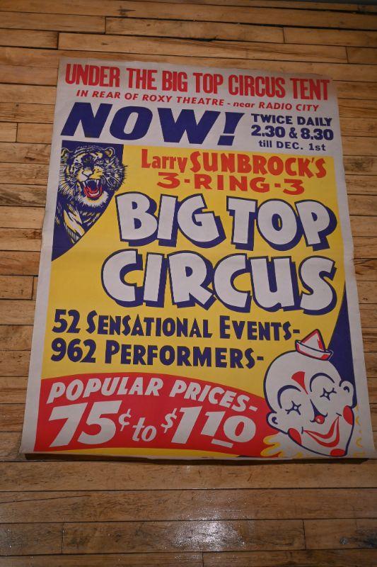 Larry Sunbrock big top circus poster | EstateSales.org