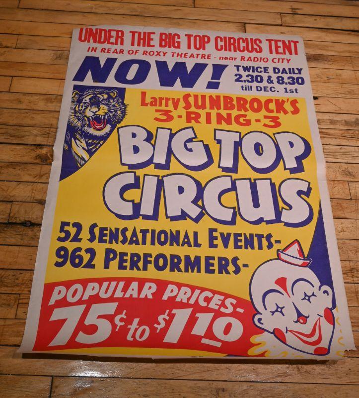 Larry Sunbrock big top circus poster | EstateSales.org