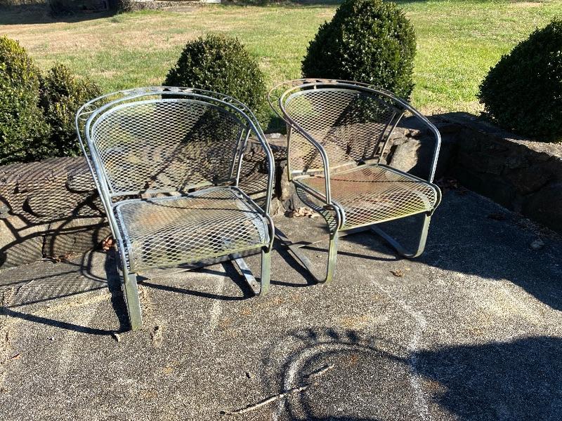 Vintage Wrought Iron Spring Motion Patio Chairs | EstateSales.org