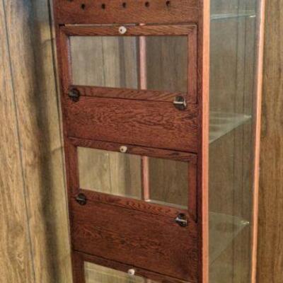 Antique Oak and Glass Pie bakery Store Display case 61" tall 4 doors ...