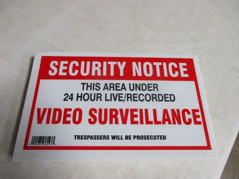 Lot 32 - Set Of 5 Security Notices - Video Surveillance Placards ...