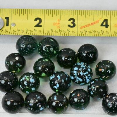 17 Marbles, Dark, Textured, Speckled. 1 larger one with extra speckles ...