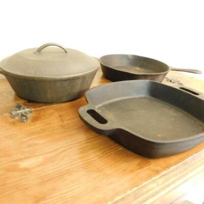 Collection of Cast Iron Skillets includes One Emeril and Two USA Made ...