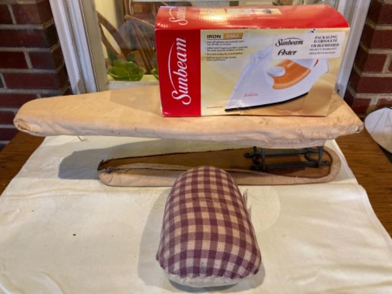 1302 Sunbeam Iron with Mini wooden Ironing Board | EstateSales.org