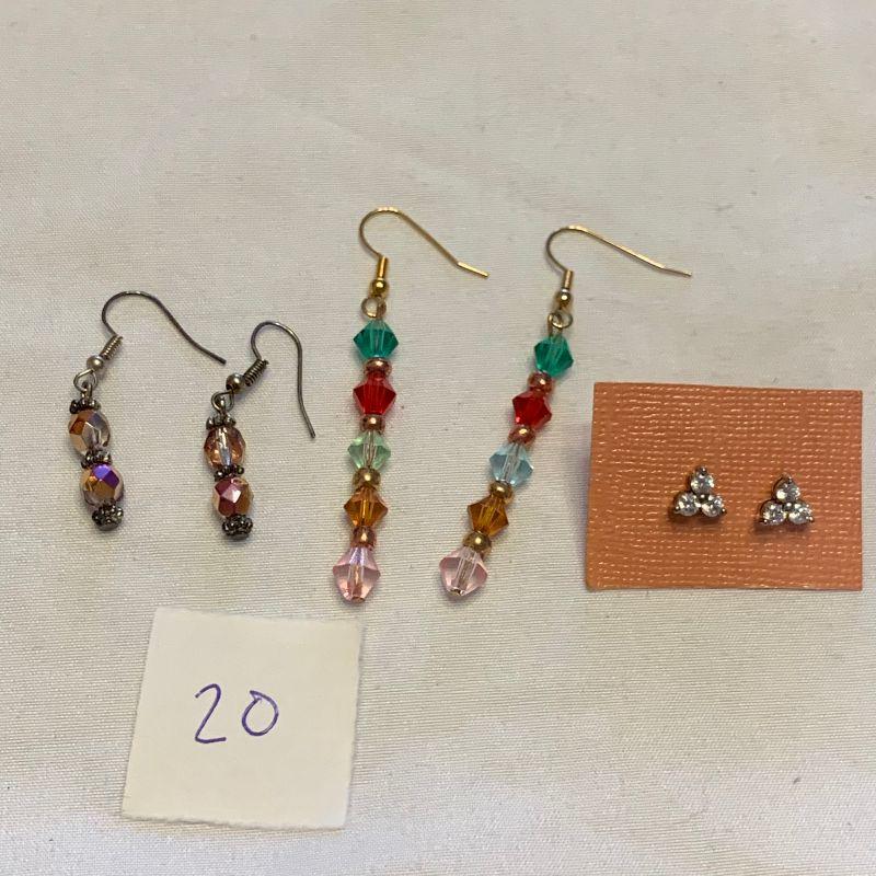 #20 Earrings 3 Pair Multi/Studs | EstateSales.org