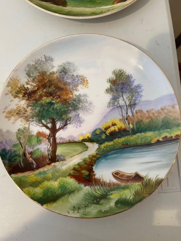Occupied Japan painted plate / water scene | EstateSales.org
