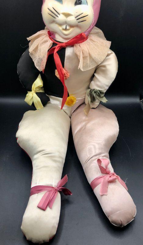 Jester or Clown Bunny Rabbit with Plastic Face dressed in pink black ...