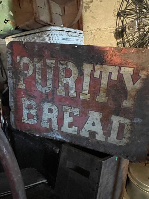 Antique metal Purity Bread sign | EstateSales.org