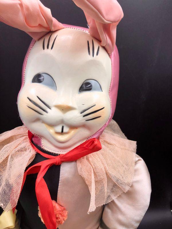 Jester or Clown Bunny Rabbit with Plastic Face dressed in pink black ...