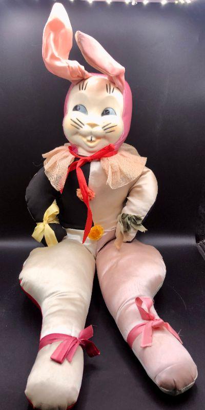 Jester or Clown Bunny Rabbit with Plastic Face dressed in pink black ...