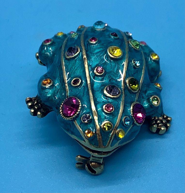 Heidi Daus brooch pin - green frog with multicolored stones ...