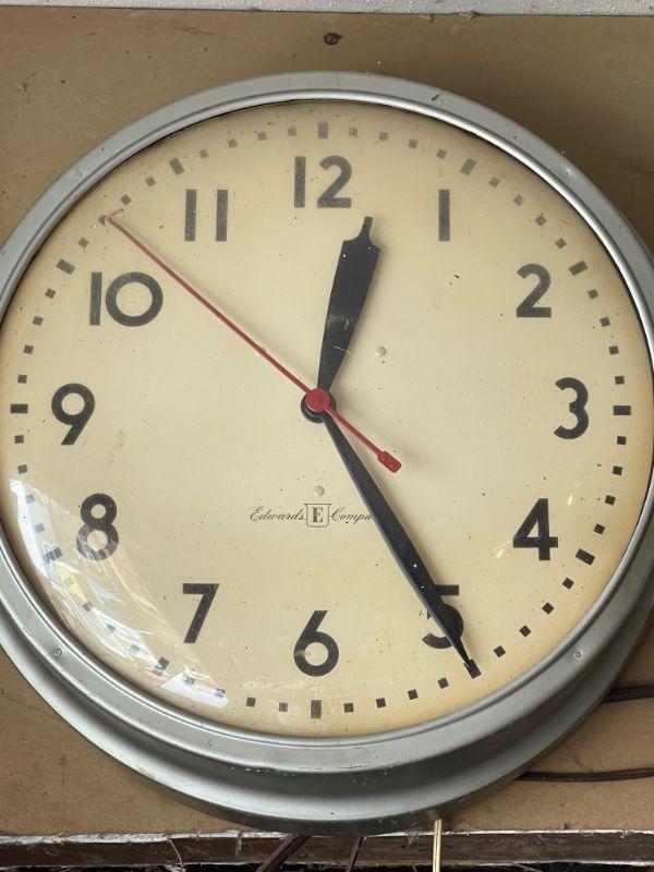 Industrial wall clock / Edwards Company | EstateSales.org