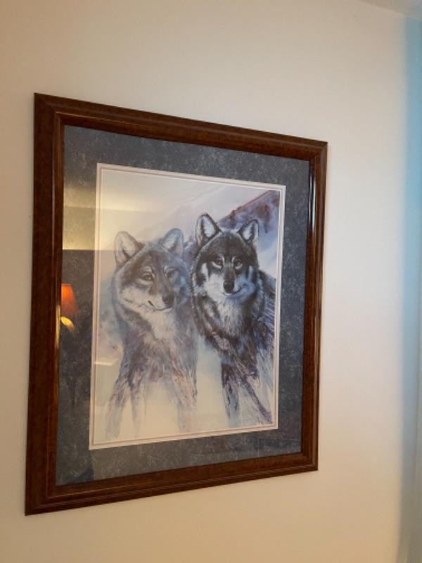 B466 Framed and Matted Wolf Print | EstateSales.org