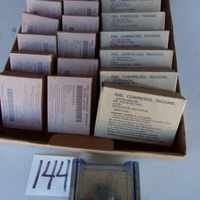 LOT 144 AUTHENTIC MILITARY: FUEL COMPRESSED TRIOXANE RATION HEATING BOX ...