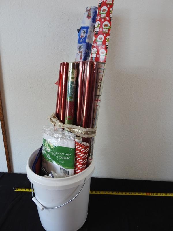 Bucket of wrapping paper | EstateSales.org