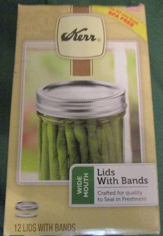 #41 Kerr box of wide mouth lids with bands, Brand new in box ...