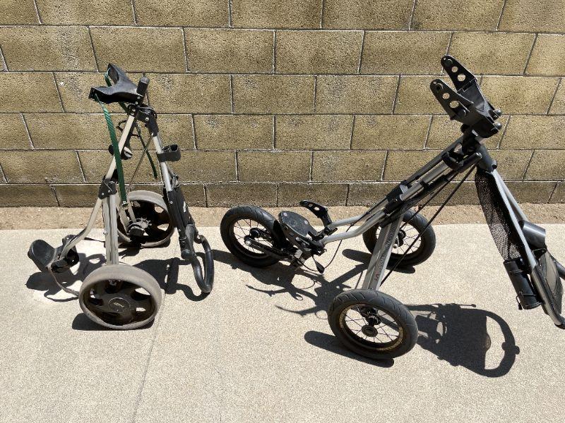 Lot 187. Rolling Golf Bag Carts Collapsable Sun Mountain | EstateSales.org
