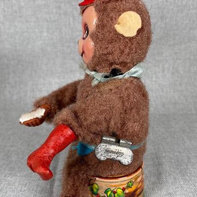 Vintage Mechanical Wind Up Shoe Shine Monkey Litho Tin Toy Japan ...