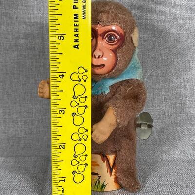 Vintage Mechanical Fuzzy Monkey Litho Tin Toy Japan | EstateSales.org