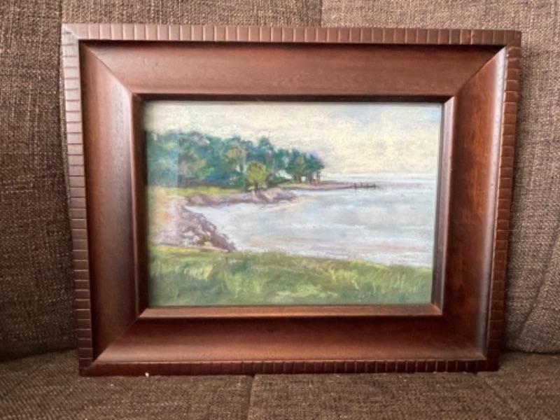 Lot 13LD. “Before the Storm” small pastel by Donna M. Finley, wood ...