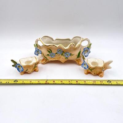 VINTAGE COVENTRY CERAMIC PLANTER/VASE AND CANDLESTICKS SET OF 3 ...