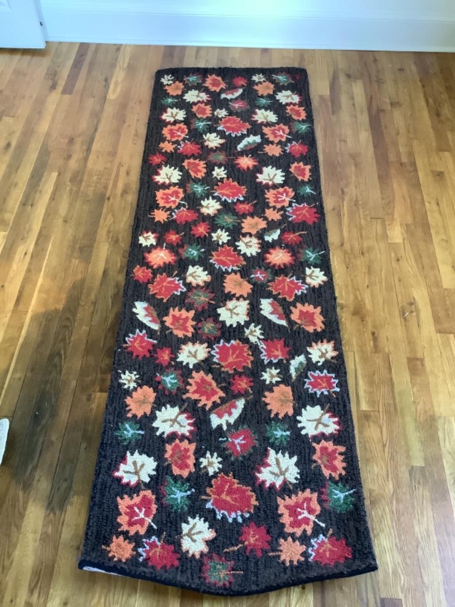 137 Laura Megroz Hooked Fall leaves Runner | EstateSales.org