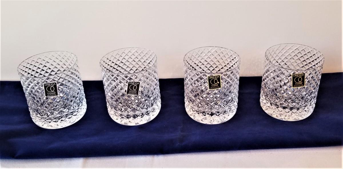 Lot #255 Set of 4 Oneida Crystal Rocks Glasses | EstateSales.org