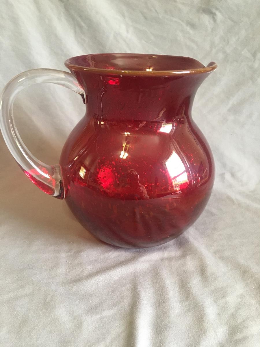 HandBlown. Ruby Red pitcher | EstateSales.org