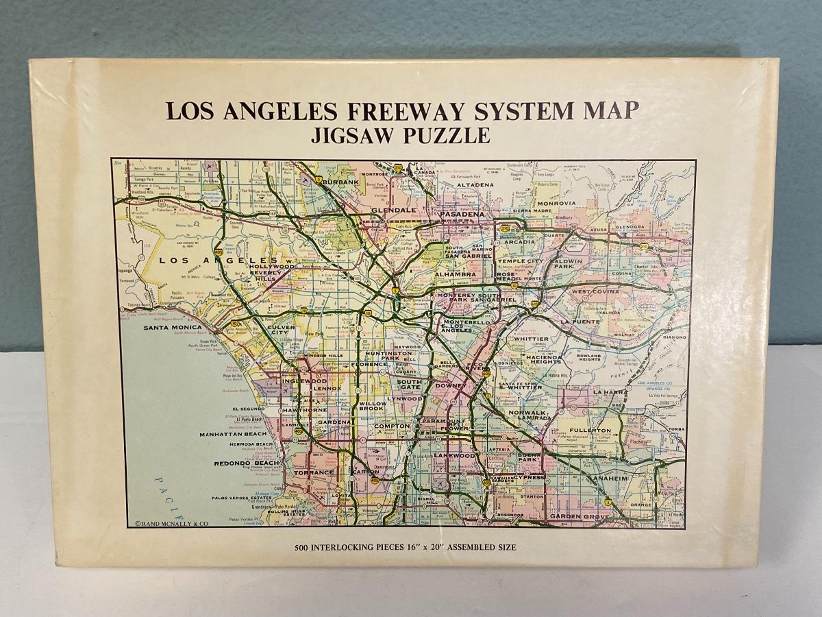 Vintage Los Angeles Freeway System Map Puzzle Opened | EstateSales.org