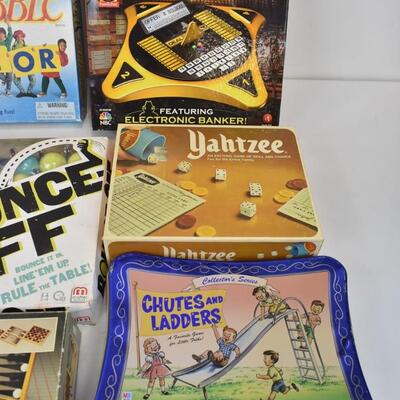 8 Board Games: Chutes & Ladders, Yahtzee, Scrabble Junior, Mancala ...