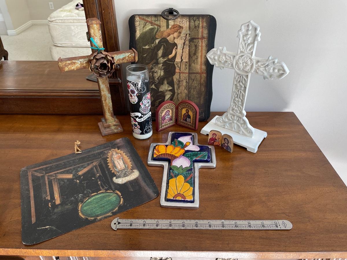 #79 Spiritual Ephemera Decor Crucifix Saints Candle Lot of 8 ...