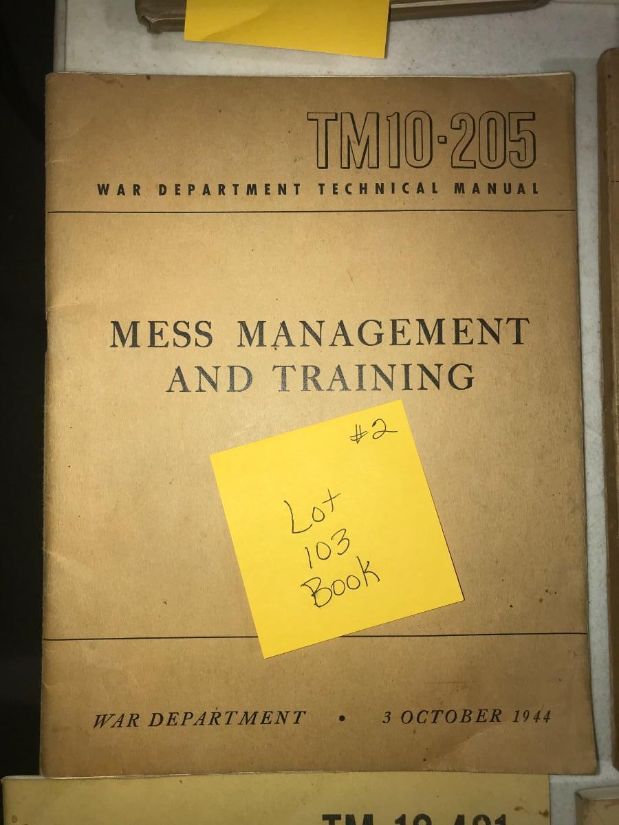 Mess Management And Training War Department Technical Manual Book TM10 ...