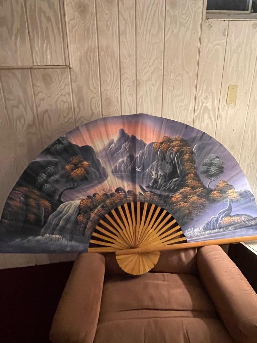 Large Philippine hand painted fan | EstateSales.org