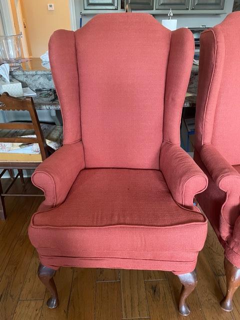 Lot #4 -- Burnt Orange Wingback chair #2 | EstateSales.org