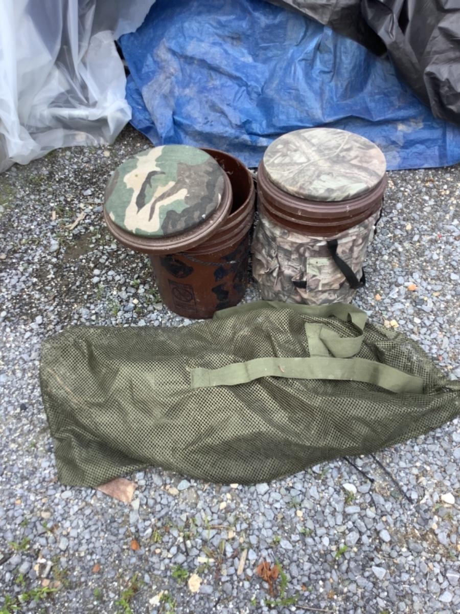 423. Hunting Buckets, Cooler & Mesh Bag | EstateSales.org