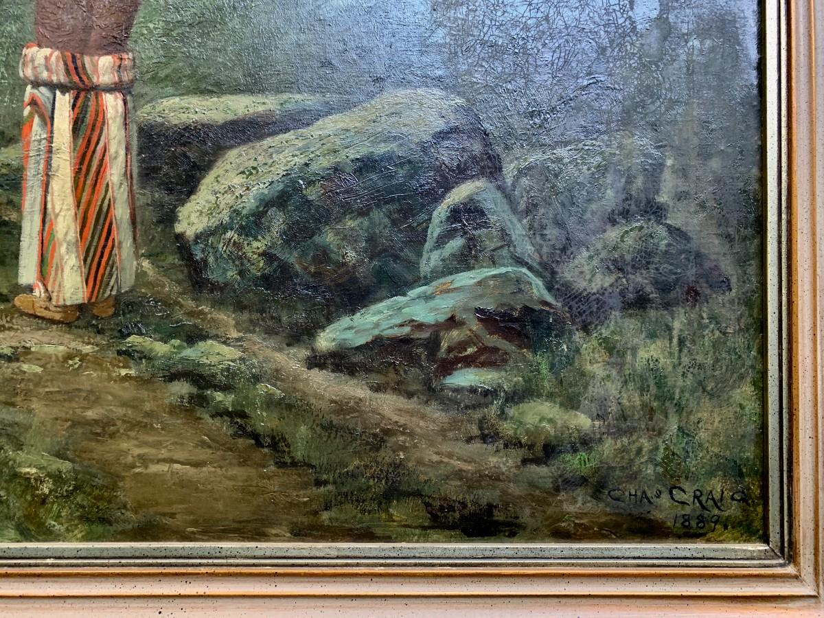 Charles Craig Original on Canvas - 1889 - Authentic antique Native ...