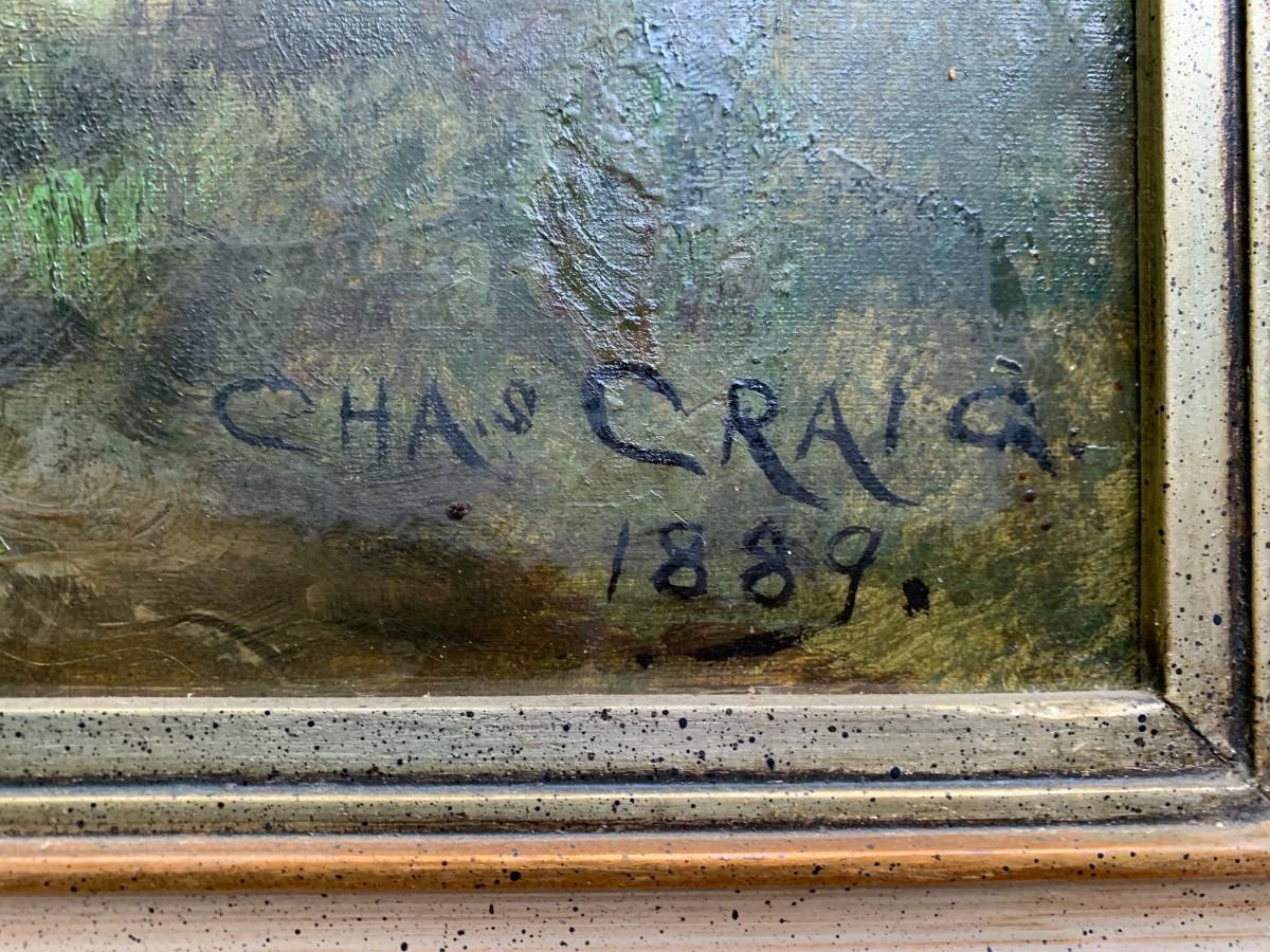 Charles Craig Original on Canvas - 1889 - Authentic antique Native ...