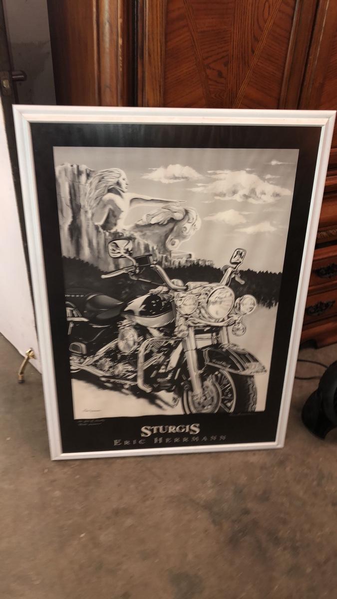 Vintage Sturgis framed print signed by Eric Hermann | EstateSales.org