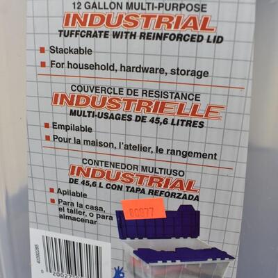 3 Storage Bins by Contico. 12 Gallon clear with hinged blue Lids ...